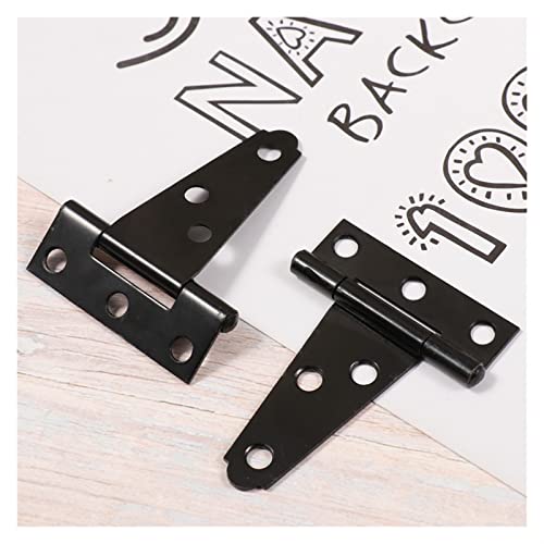 Garden Gate Hinges,Tee Shed Hinge, 2 Piece Hinges 2 Inch T Iron Lightweight Hinges, Wooden Fence Shed Barn Door Black Hinges