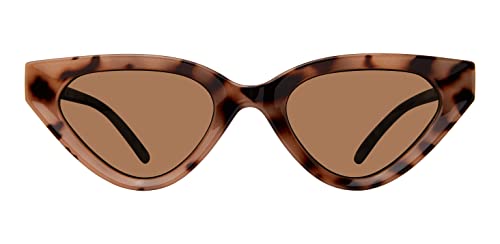 Steve Madden Women's Female Sunglasses Style Kamie Cat Eye, Milky Tortoise/Gold/Solid Brown, 52mm, 22mm