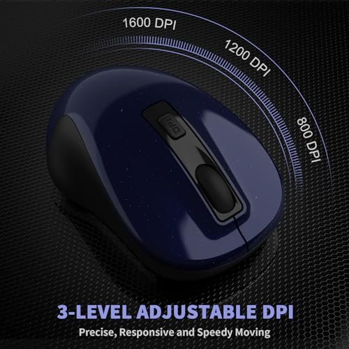 LeadsaiL Wireless Computer Mouse, 2.4G Portable Slim Cordless Mouse Less Noise for Laptop Optical Mouse with 4 Buttons, USB Mouse for Laptop, Desktop, MacBook