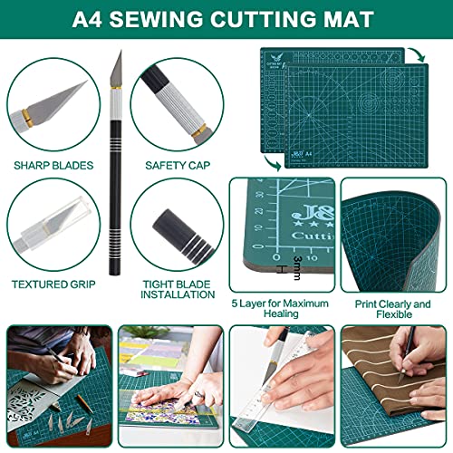 welltop Rotary Cutter Set, 96 PCS Quilting Kit 45mm Fabric Cutters Kit with 5 Extra Blades A4 Cutting Mat Acrylic Ruler Carving Knife Craft Clips Bags Full Tools for Crafting Sewing Patchworking