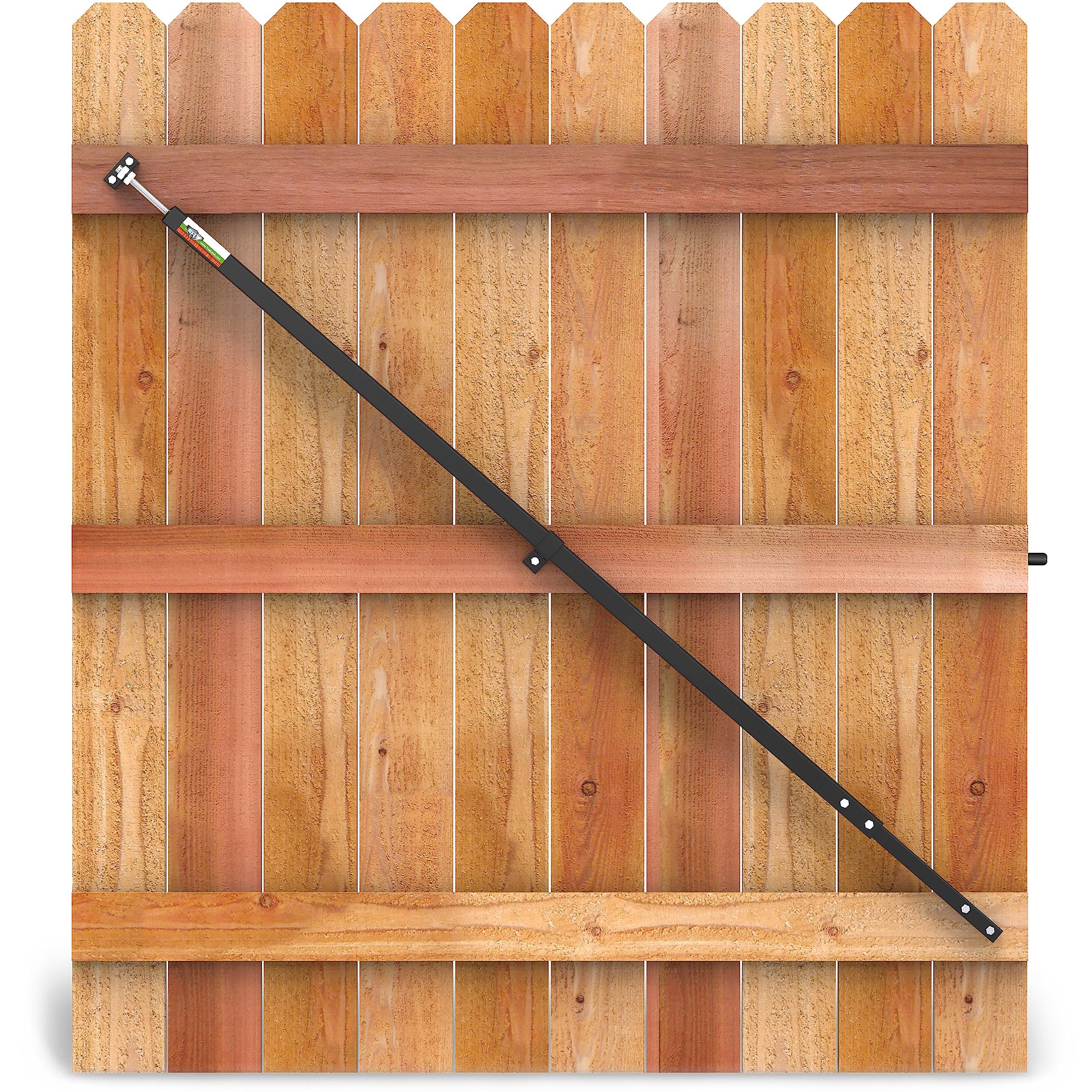 True Latch 9' Telescopic Gate Brace - Wood Privacy Fence Anti Sag Gate Brace Kit - Gate Hardware Kit for Outdoor Wooden Fence Gates, 1 PATENTED USA made brace (9' Telescopic (56" - 108"), Black)