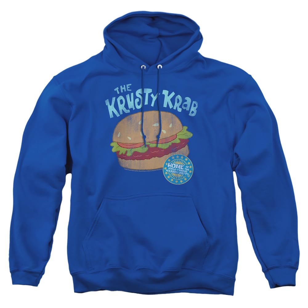 Popfunk Spongebob Krusty Krab Unisex Adult Pull-Over Hoodie (Medium) Royal Blue