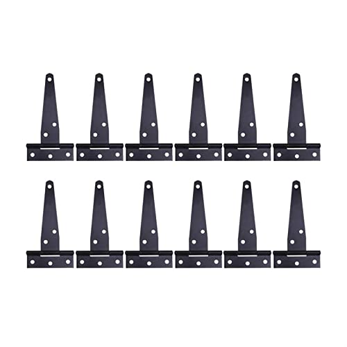 ANNURA Heavy Duty Hinge,Long Strap T Hinge, 12 Piece Hinges, T Iron Lightweight 4 Inch Hinges Old Style Wooden Boxes Wooden Fence Shed Barn Door Iron Tee Hinges