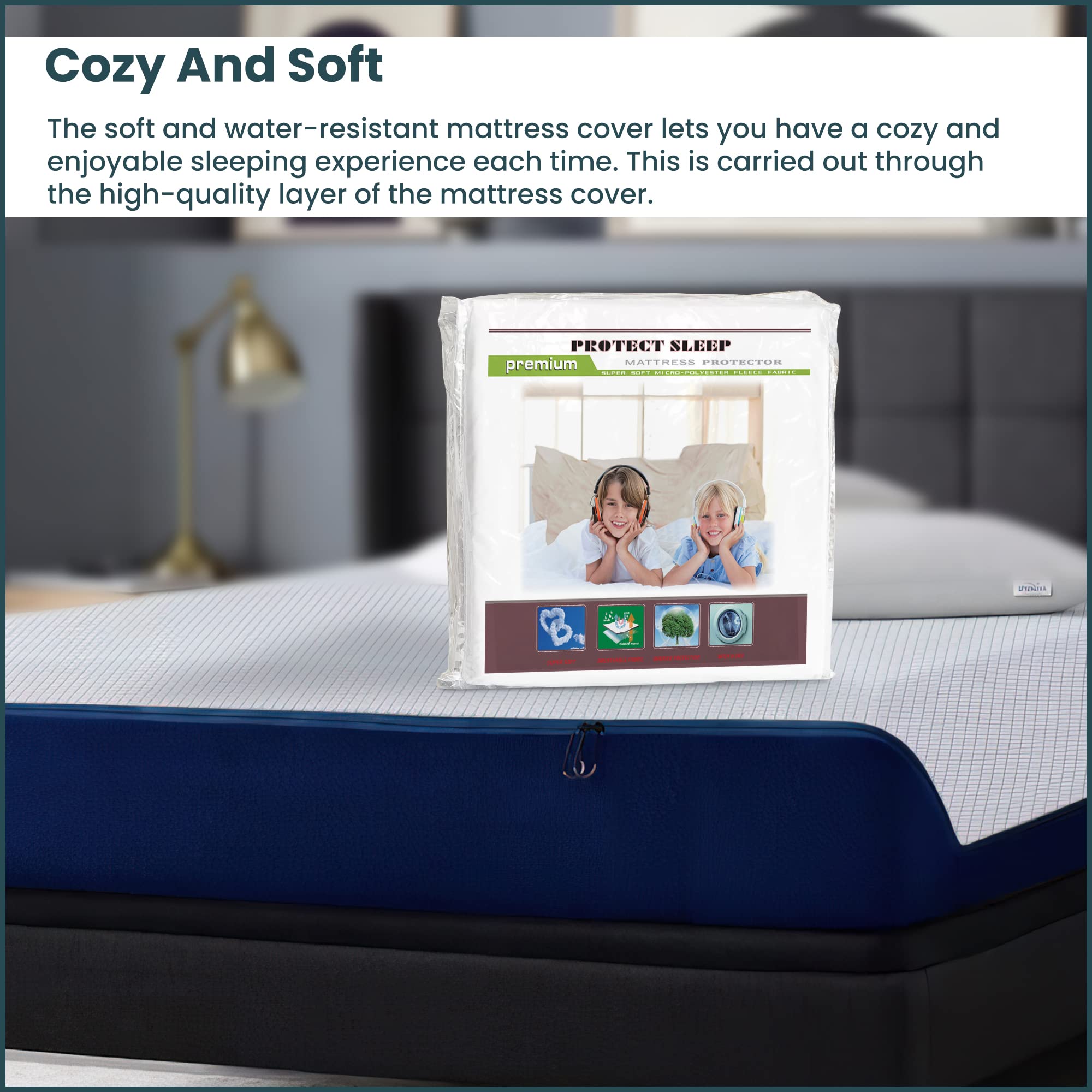 Spring Sleep, Ultra Soft-Premium Zippered Mattress Protector Cover, Water Proof, Breathable and noiseless, Fits Mattress 10 to 14-Inch, Twin, White