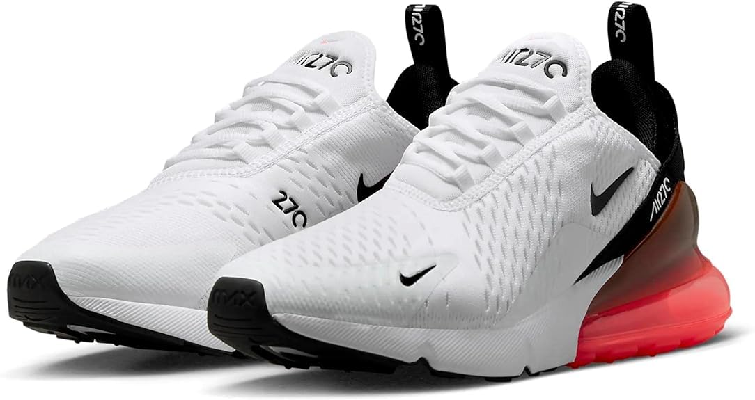 Nike Men's Air Max 270 Running Shoes (White/Hot Punch/Black, us_Footwear_Size_System, Adult, Men, Numeric, Medium, Numeric_9)