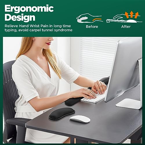 Gimars Upgrade 20 inch Foldable Wrist Rest for Computer Keyboard, Enlongated Superfine Fabric Gel Memory Foam Keyboard Wrist Rest Set, Ergonomic Design for Typing Pain Relief, Computer, Office & Home