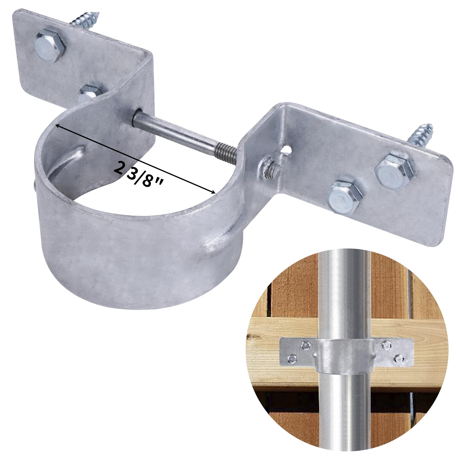 Steel to Wood Fence Bracket (12Pcs) 2-3/8 Fence Post Brackets, Fence Post Brackets for Metal Posts to Wood, Galvanized Pipe Grip TieïŒNo Include ScrewsïŒ