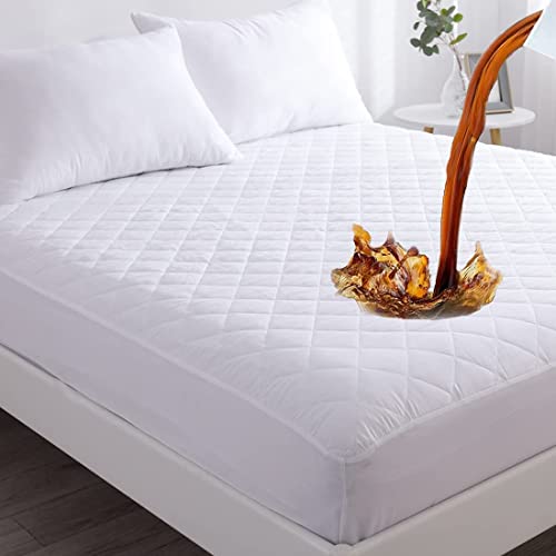 Bravbowerry Waterproof Mattress Protector,Cooling Breathable Fluffy Soft Mattress Pad, Washable Mattress Protector,Noiseless Mattress Cover,Bed Cover Waterproof,Deep Pocket Mattress Protector
