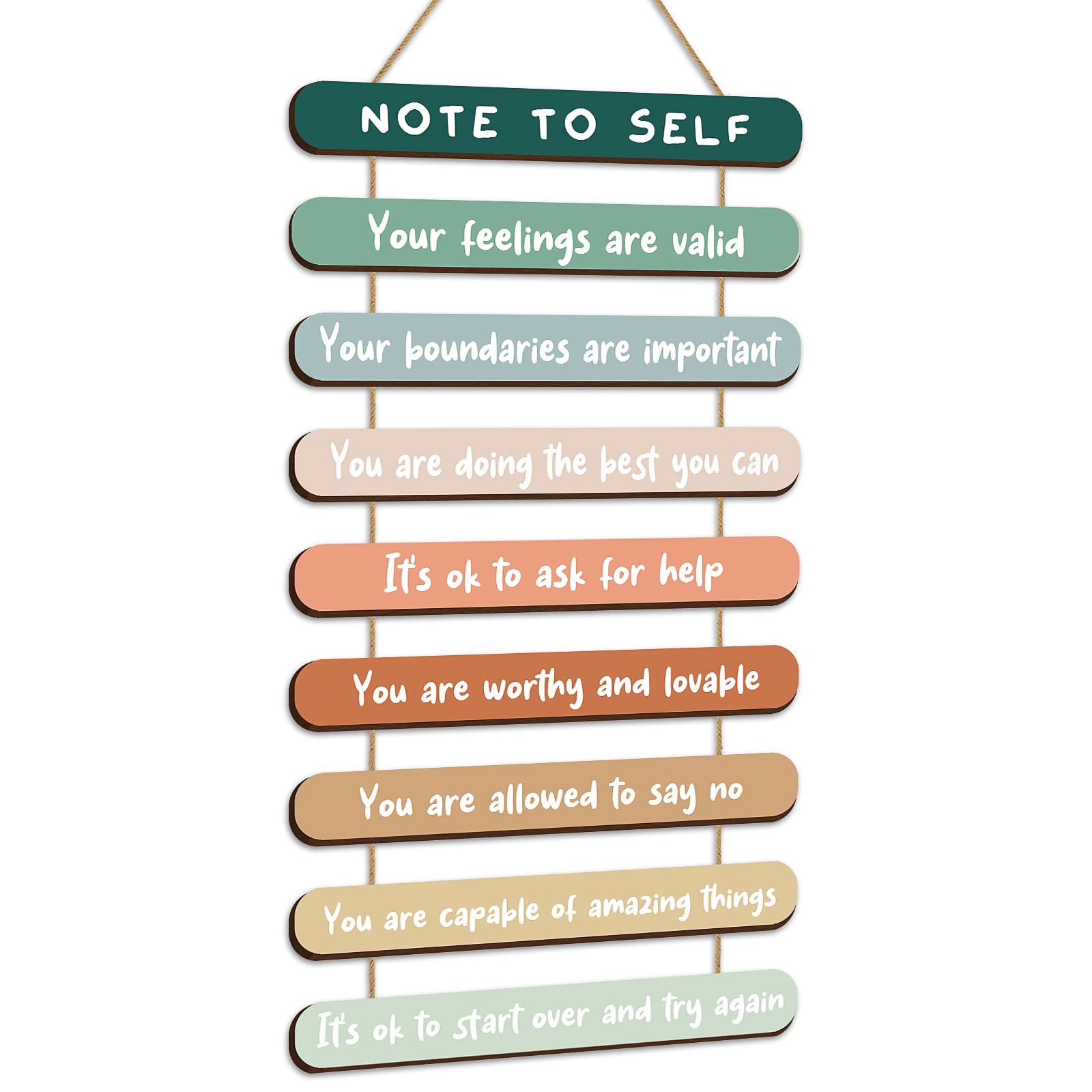 Yookeer Mental Health Reminders Wall Art Decors Positive Psychology Affirmations Therapy Office Decor Wooden Hanging Wall Pediments Inspirational Gifts for Counselor Students Classroom(Bright Color)