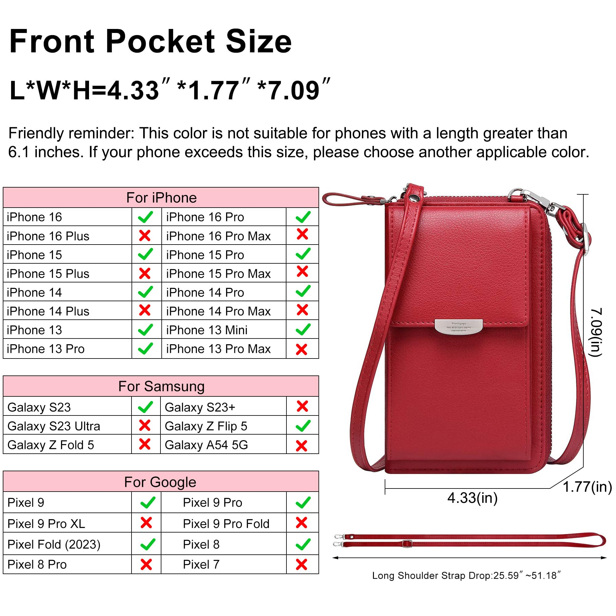 KUKOO Small Crossbody Bag Cell Phone Purse Wallet with Credit Card Slots for Women