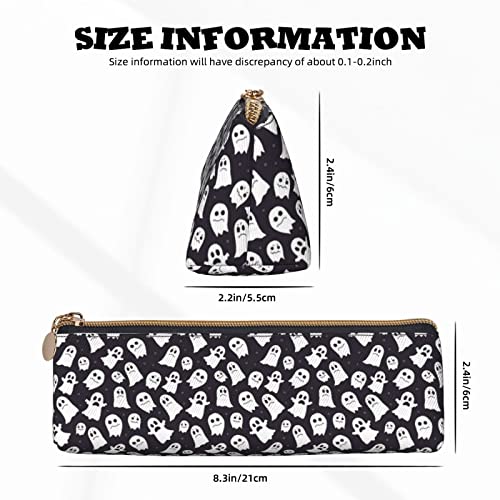 Halloween Ghost Pencil Case Women Pen Pouch Simple Carrying Box for Adult With Smooth Zipper Durable Lightweight for Office Organizer Storage Bag