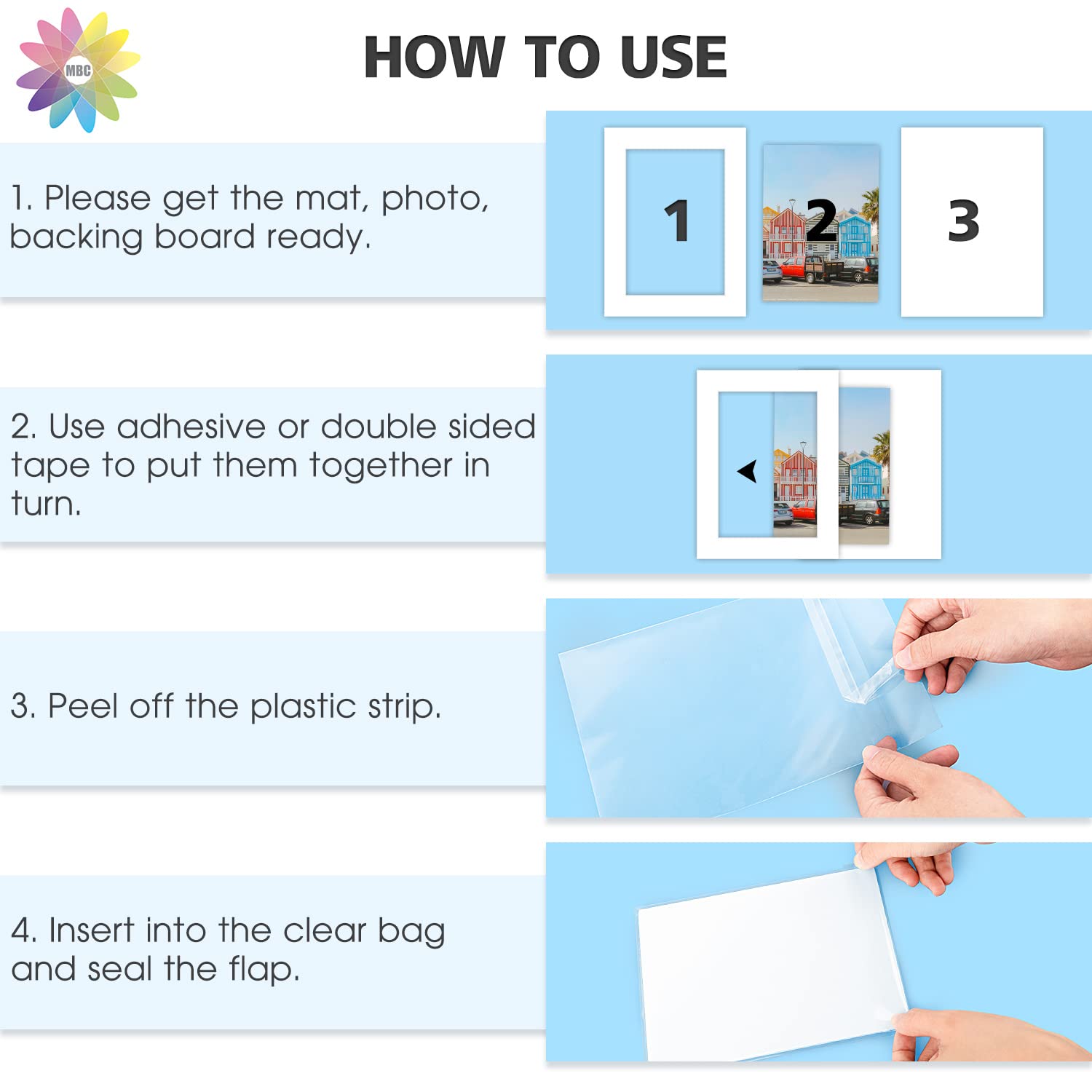 MBC MAT BOARD CENTER, Pack of 10-18x24 Pre-Cut 13x19 - White Mats - for Pictures, Photos, Framing - Kit Includes: 10 White Backboards and 10 Clear Bags - Acid Free, 4-ply Thickness, White Core