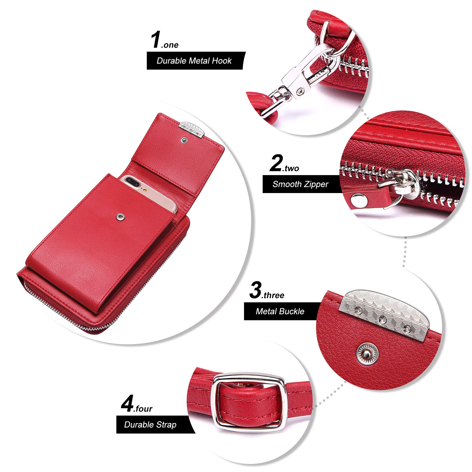 KUKOO Small Crossbody Bag Cell Phone Purse Wallet with Credit Card Slots for Women