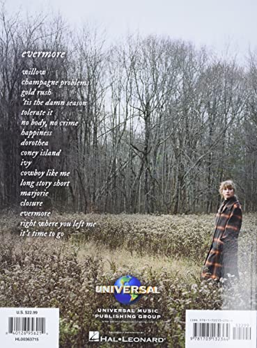 Taylor Swift - Evermore Easy Piano Songbook with Lyrics