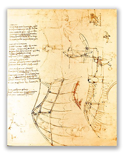 Leonardo Da Vinci Art Prints - Set Of 4 (8 Inches X 10 Inches) Wall Decor Photos - Vitruvian Man Drawing Sketch Renaissance Poster