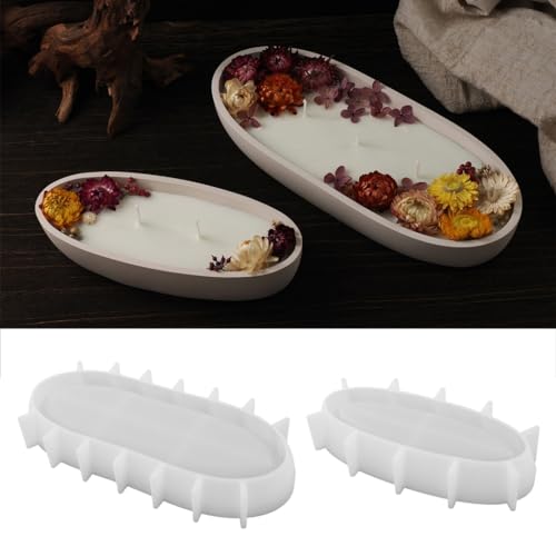 AOOOWER DIY Storage Tray Mold Jewelry Container Resin Casting Mold DIY Candle Holder Mould Simple Boats Tray Mold Easy to Clean