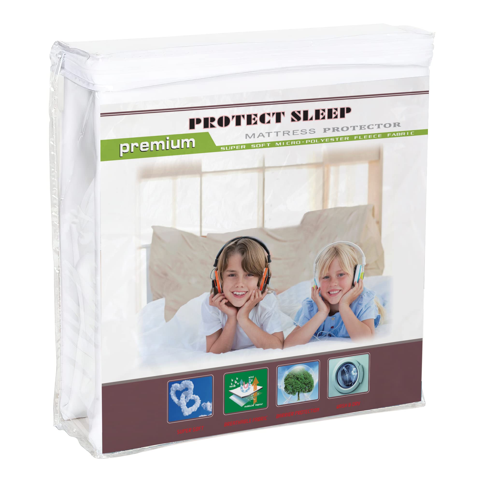 Spring Sleep, Ultra Soft-Premium Zippered Mattress Protector Cover, Water Proof, Breathable and noiseless, Fits Mattress 10 to 14-Inch, Twin, White