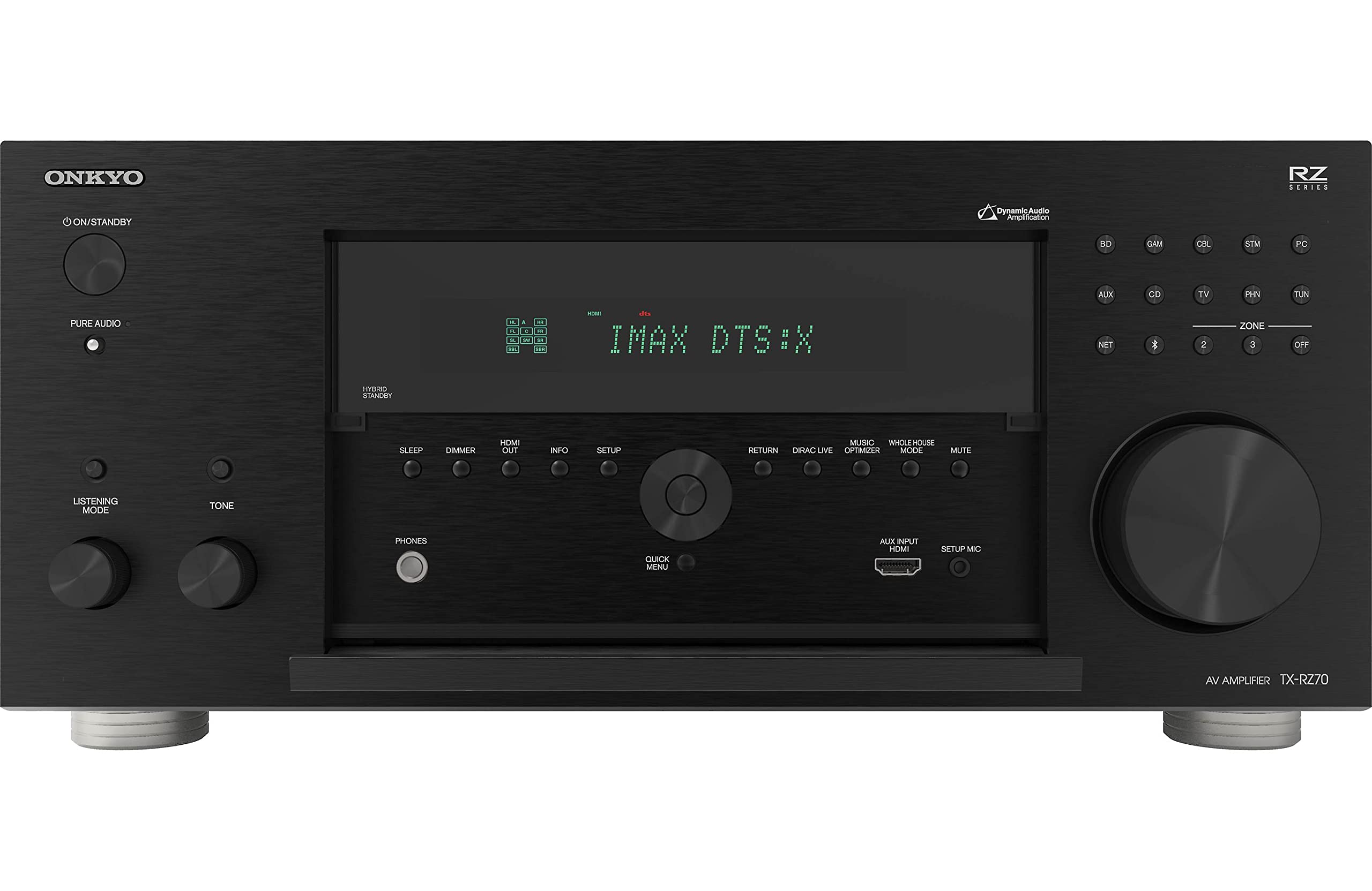 Onkyo TX-RZ70 11.2 Channel AV Receiver - 140 Watts Per Channel, Dirac Live Out of Box, Dirac Bass Control Compatible, Works with Sonos Certified, Studio Grade Processing, and More!