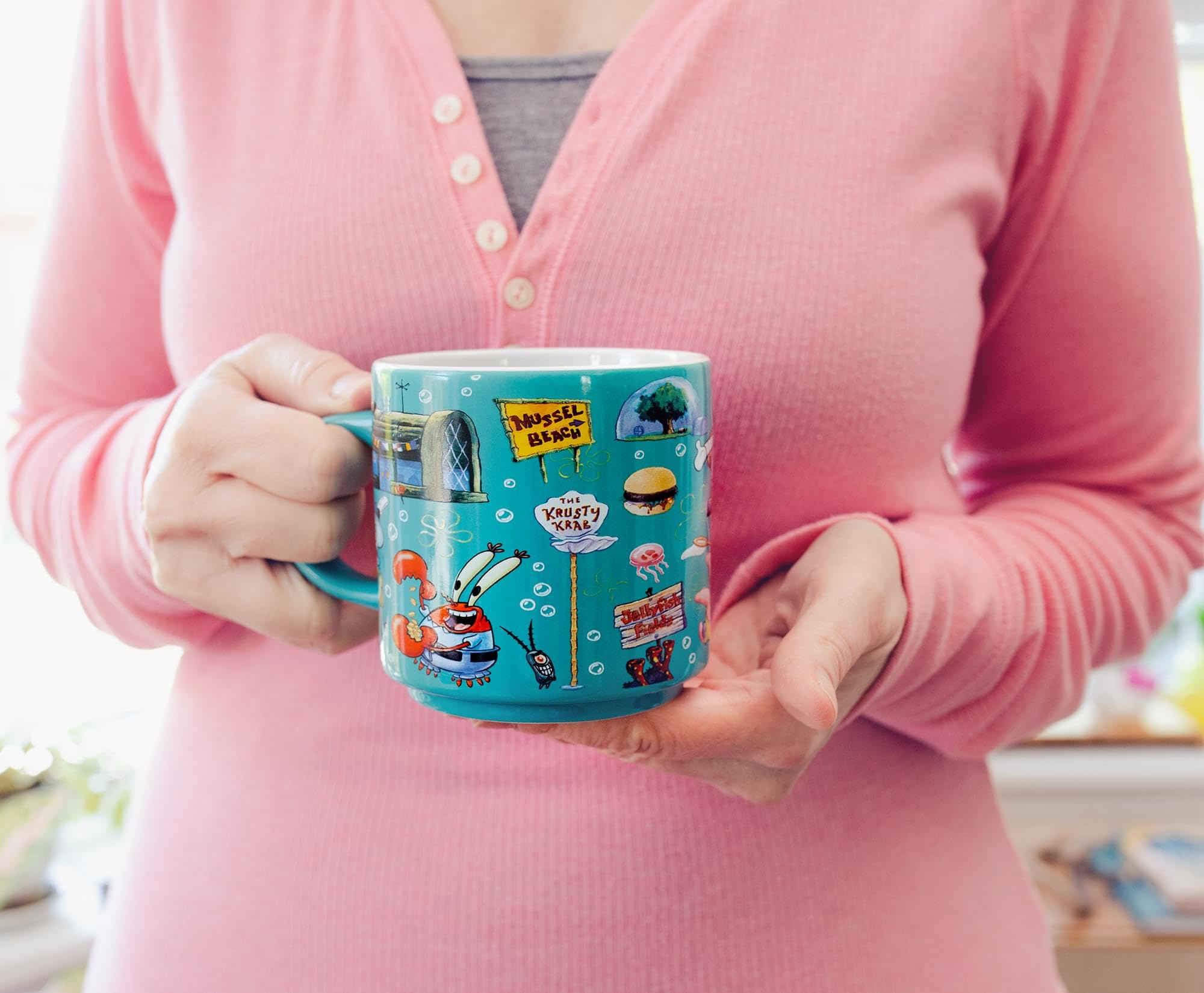Silver Buffalo SpongeBob SquarePants Bikini Bottom Ceramic Mug | Coffee Cup For Espresso, Tea, Cocoa | Holds 13 Ounces