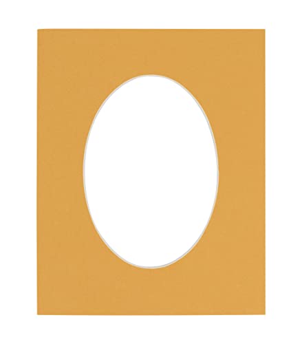 8x12 Mat Bevel Cut for 5.5x8.5 Photos - Precut Topaz Orange Oval Shaped Photo Mat Board Opening - Acid Free Matte to Protect Your Pictures - Bevel Cut for Family Photos, Pack of 1 Matboard Show Kit