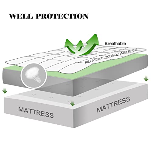 EASELAND RV Short Queen Mattress Pad Pillow Top Mattress Cover Quilted Fitted Mattress Protector Cotton Top 8-21" Deep Pocket Cooling Mattress Topper (60x75 Inches, Dark Grey)