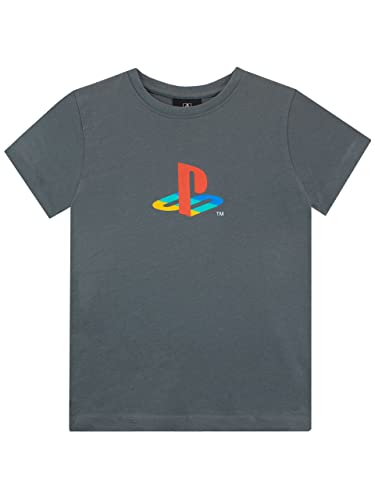 PlayStation Boys Gaming T-Shirt Video Game Short Sleeve Top for Kids Gray Size 8
