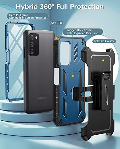 SOiOS for Samsung Galaxy A03s Case: Military Grade Rugged Drop Proof Protection Cases with Kickstand | Heavy Duty Protective Cell Phone Holster Cover | Durable Matte Textured Shockproof TPU Protector