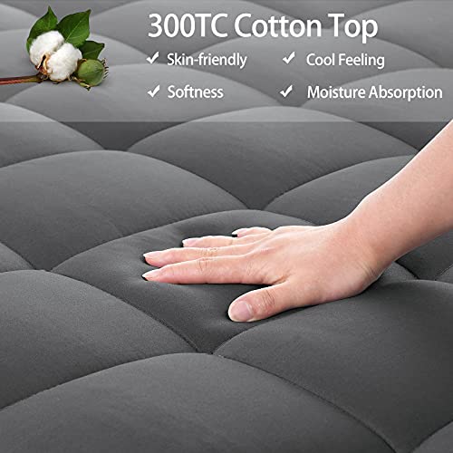 EASELAND RV Short Queen Mattress Pad Pillow Top Mattress Cover Quilted Fitted Mattress Protector Cotton Top 8-21" Deep Pocket Cooling Mattress Topper (60x75 Inches, Dark Grey)