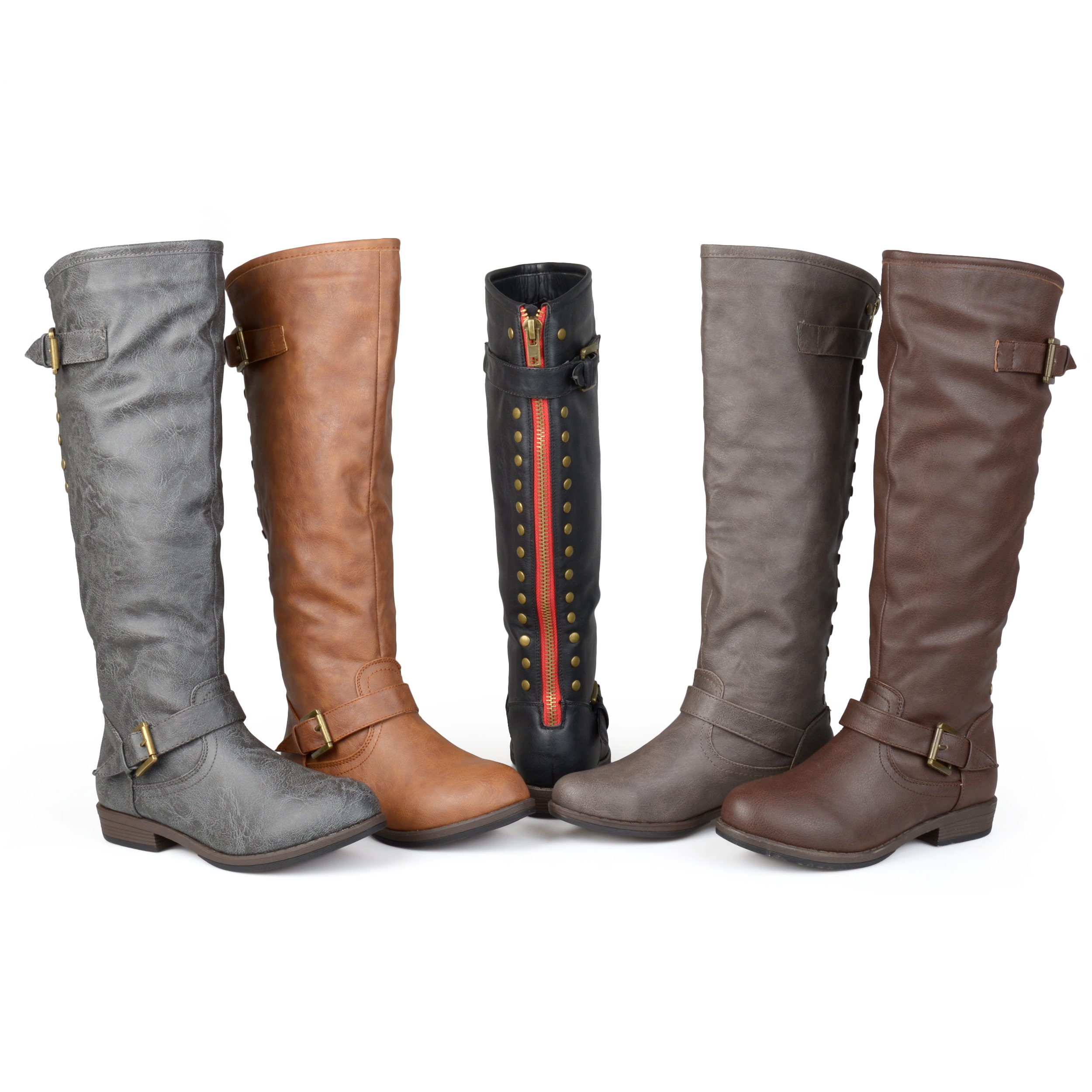Journee Collection Women's Spokane Stacked Heel Riding Boots - Taupe