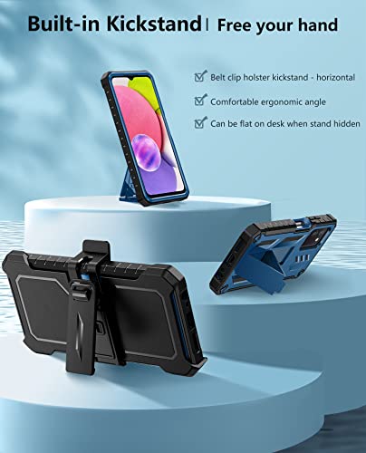 SOiOS for Samsung Galaxy A03s Case: Military Grade Rugged Drop Proof Protection Cases with Kickstand | Heavy Duty Protective Cell Phone Holster Cover | Durable Matte Textured Shockproof TPU Protector