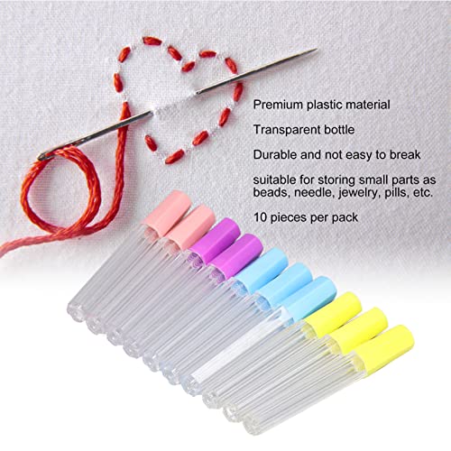 plplaaoo Sewing Needles Container, Clear Durable Plastic Sewing Pins Storage Case, 10Pcs Needle Storage Tube, Sewing Needles Storage Bottles Holder Fits Home
