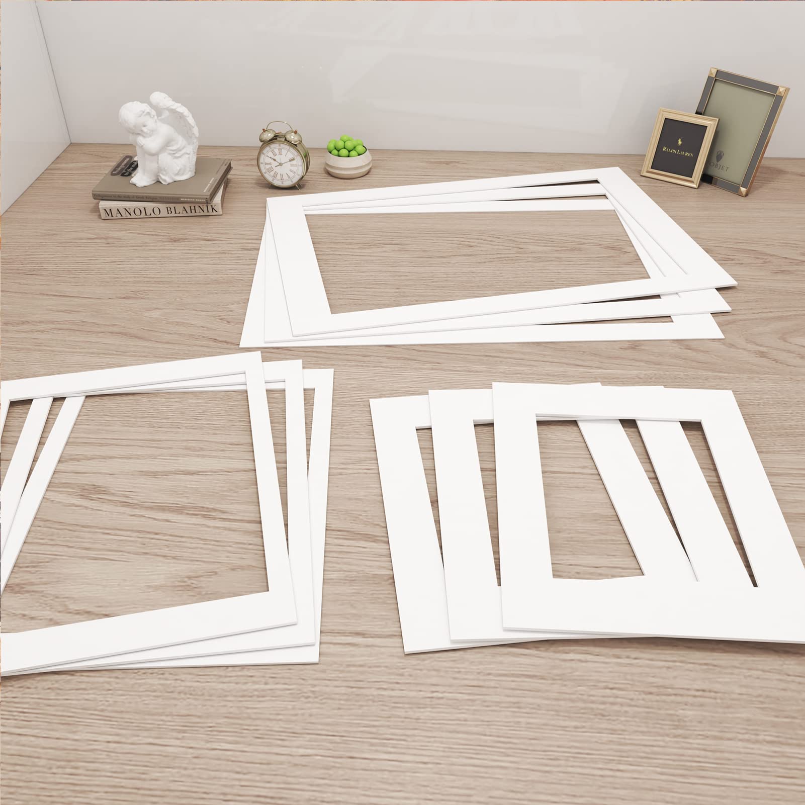 ZBEIVAN 18x24 White Picture Mats for 16x20 Pictures with Core Bevel Cut Frame Mattes - Pack of 12