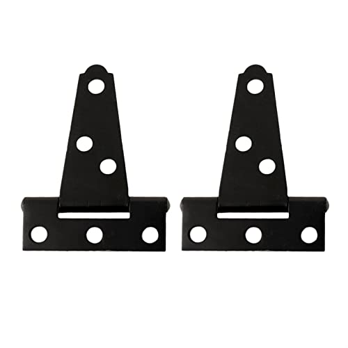 ANNURA Heavy Duty Hinge,Long Strap T Hinge, 2 Piece Hinges 2 Inch T Iron Lightweight Hinges, Wooden Fence Shed Barn Door Black Hinges