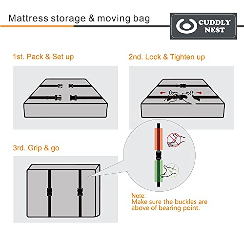 Waterproof Mattress Storage Bag for Moving and Storage - Reusable Heavy Duty Canvas Mattress Bag with Zipper and Lifting & Moving Straps (Gray, Twin)