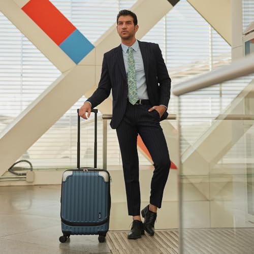 LEVEL8 Grace Carry On Luggage, 20 Inch Hardside Suitcase, Abs+Pc Harshell Spinner Luggage with Tsa Lock, Spinner Wheels, Blue, 20-Inch Carry-On