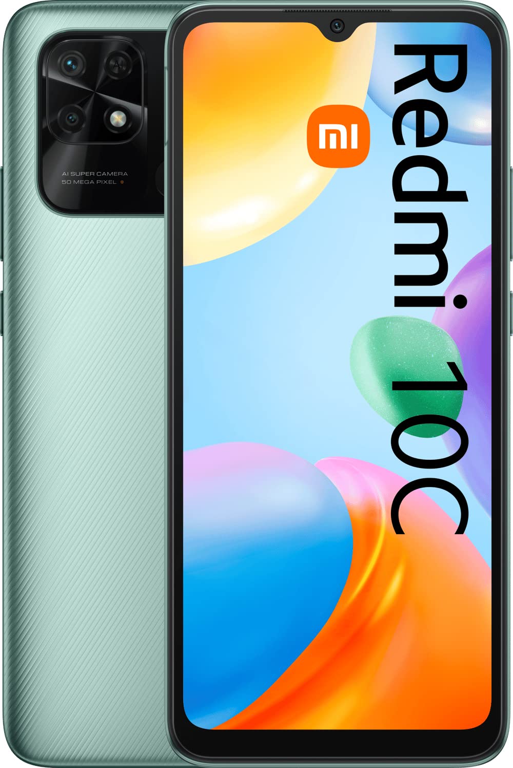 Xiaomi Redmi 10C 4G LTE (64GB + 3GB) Factory Unlocked 6.71" 50MP Camera (Only Tmobile - Mint Tello USA Market) + (w/Fast Car Charger Bundle) (Mint Green)