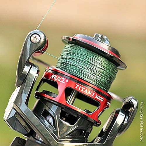 RUNCL PowerBraid Braided Fishing Line, Ultra Durable Braided Line 4 Strands - Seamless Weaving Tech, Enhanced Coating Tech, Zero Stretch, High Sensitivity (Moss Green, 500Yds, 15LB(6.8kgs))