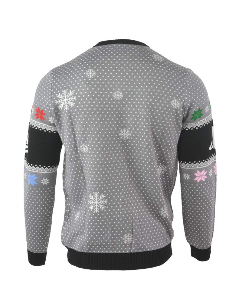 Numskull Unisex Official PlayStation Symbols Grey Knitted Christmas Jumper for Men or Women - Ugly Novelty Sweater Gift