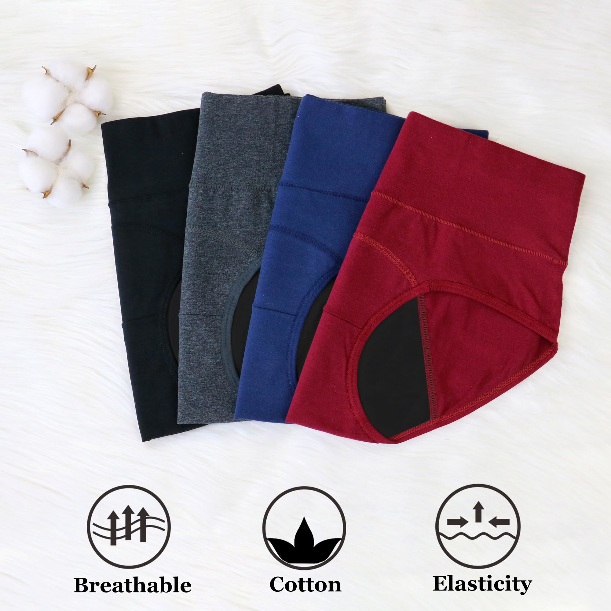 Nalwort Womens Menstrual Period Panties Cotton Leak Proof Underwear Postpartum Protective Briefs