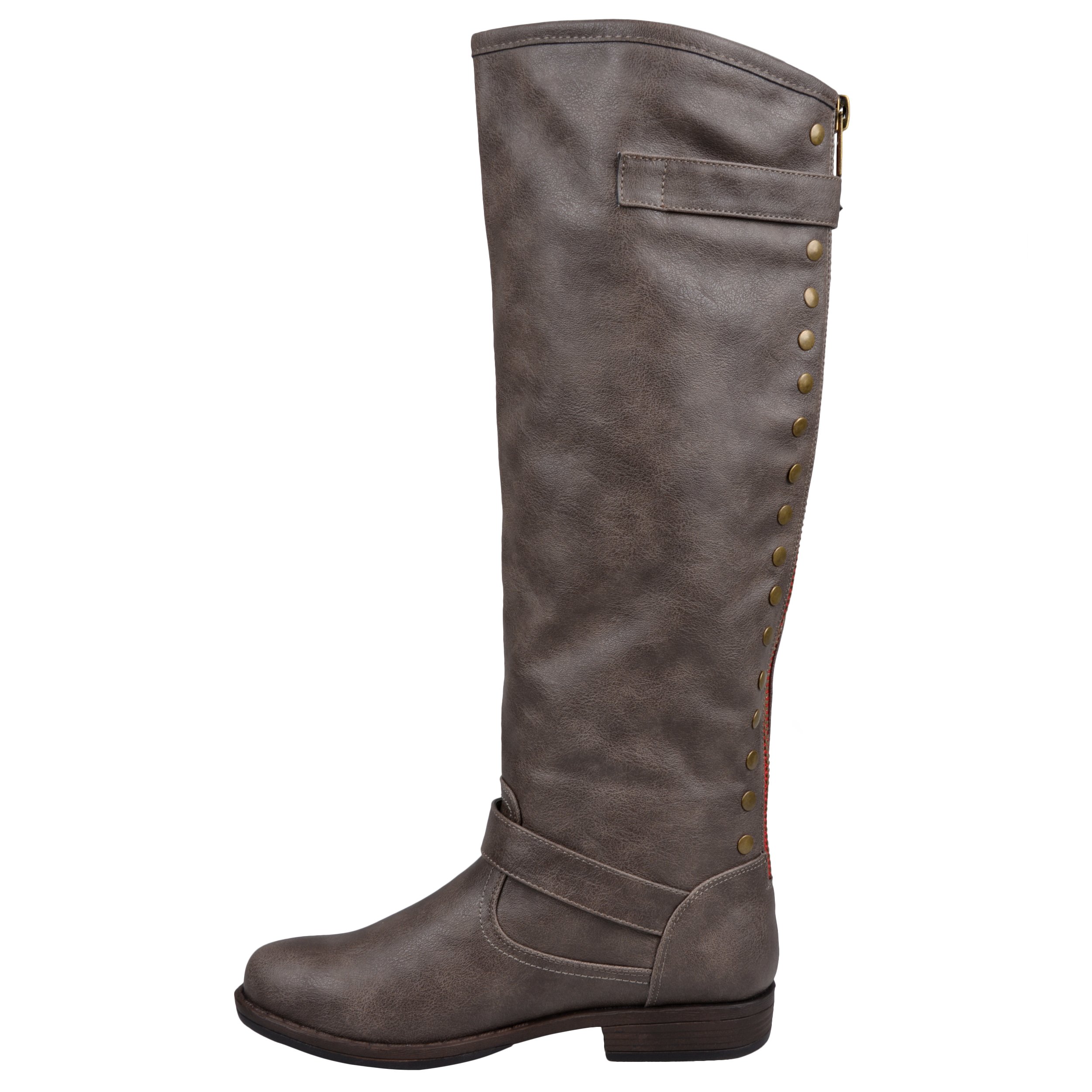 Journee Collection Women's Spokane Stacked Heel Riding Boots - Taupe
