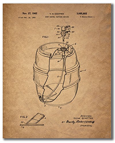 Beer Patent Wall Art Prints - Set Of 6 (8 Inches By 10 Inches) Vintage Bar Photos
