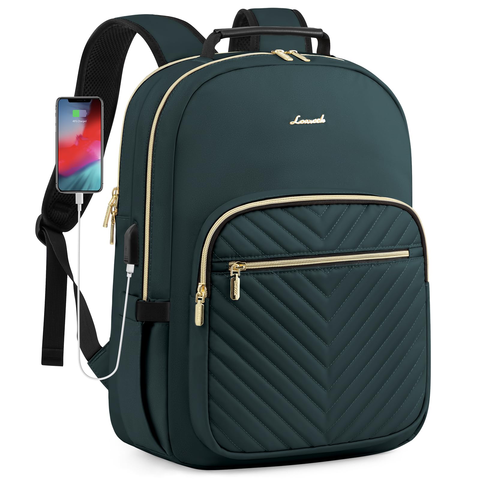 LOVEVOOK Laptop Backpack for Women, Large Capacity Travel Computer Work Bag with 17-inch Laptop Compartment, Business Nurse Backpack Purse, Hiking Outdoor Carry On Backpack, Deepgreen