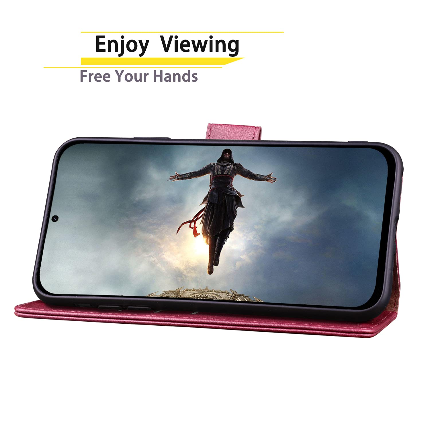 SUANPOT for Samsung Galaxy S21+/S21 Plus 6.7"(Non S21 6.2") with RFID Blocking Leather Wallet case Credit Card Holder, Flip Folio Book Phone case Shockproof Cover Women Men for S21 Plus case Wine Red