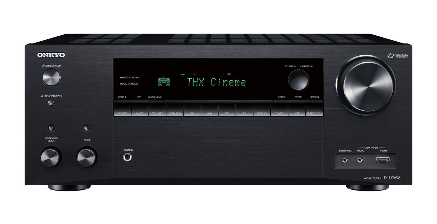 Onkyo TX-NR696 Smart AV Receiver Works with Sonos | 4K Ultra HD | AirPlay 2 | Dolby Atmos (2019 Model) (Renewed)