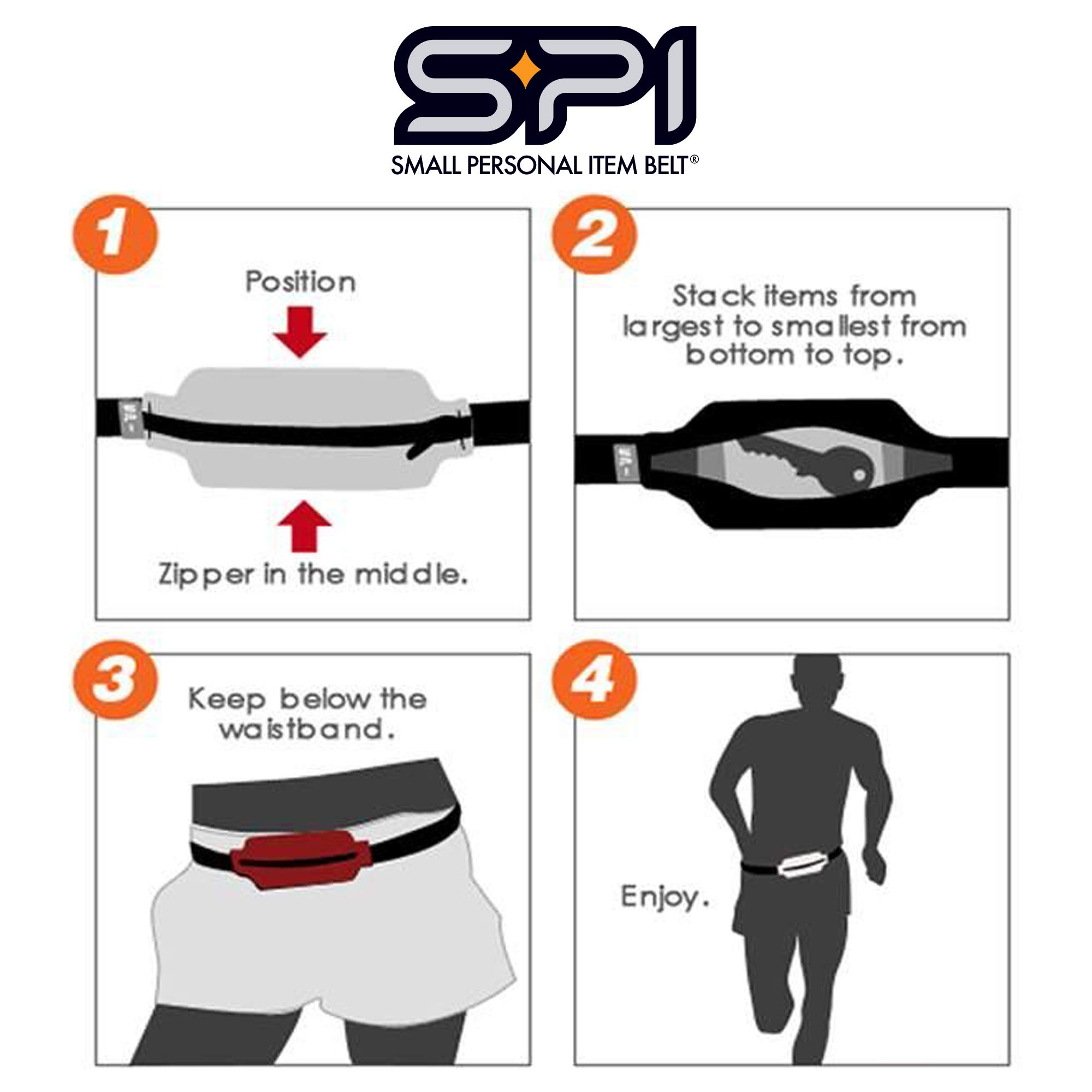 SPIbelt Large Pocket Running Belt for Women Men, Phone Holder for Running, Running Fanny Pack, Holder for Phone, Running Waist Pack, Expandable, Adjustable. Black with Turquoise Zipper