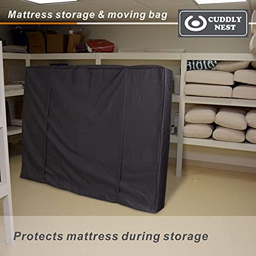 Waterproof Mattress Storage Bag for Moving and Storage - Reusable Heavy Duty Canvas Mattress Bag with Zipper and Lifting & Moving Straps (Gray, Twin)