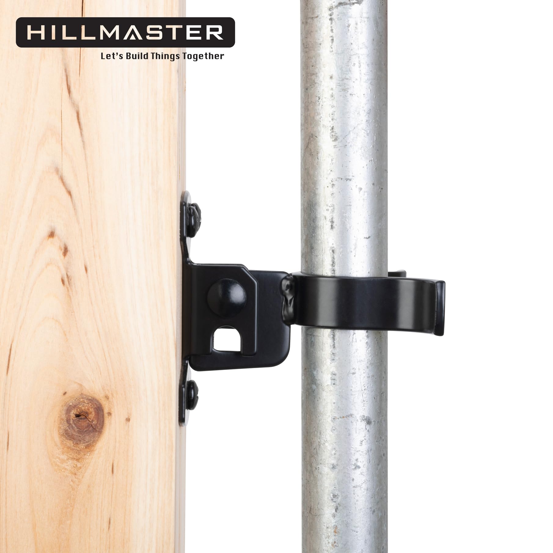 HILLMASTER 1-3/8" Flat Back Wall Mount Chain Link Fork Latch, Black Gate Fork Latch with Padlock Hole,Fence Latch Lock with Screws,Bolts,Gate Hardware Gate Latches for Outdoor Wooden Gates,2 PCS