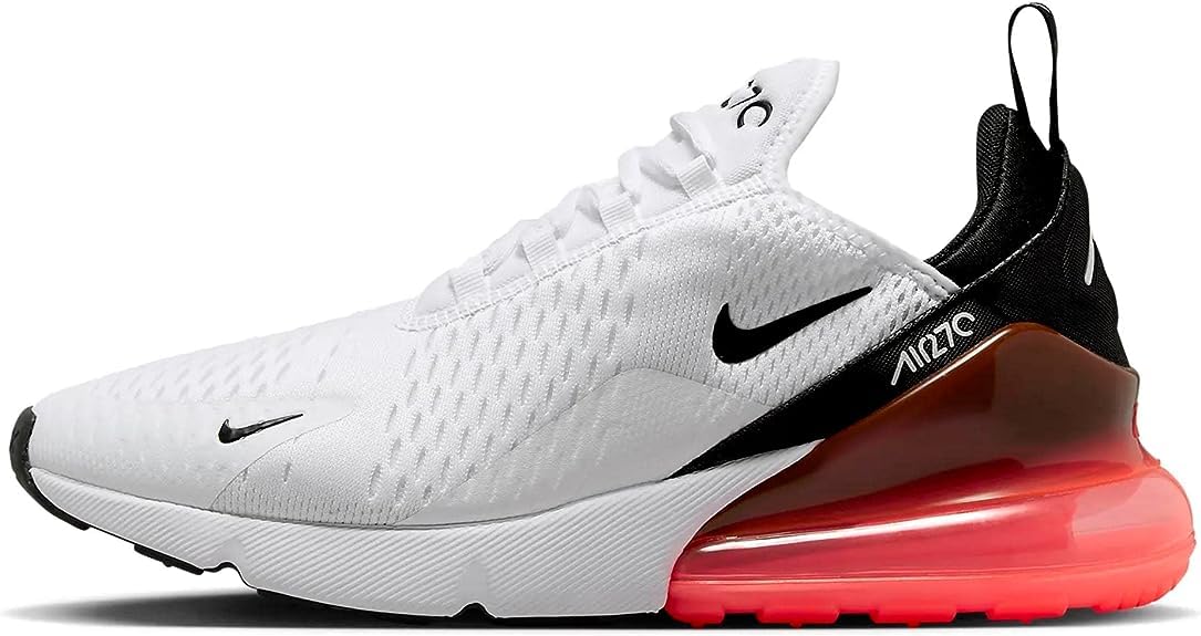 Nike Men's Air Max 270 Running Shoes (White/Hot Punch/Black, us_Footwear_Size_System, Adult, Men, Numeric, Medium, Numeric_9)