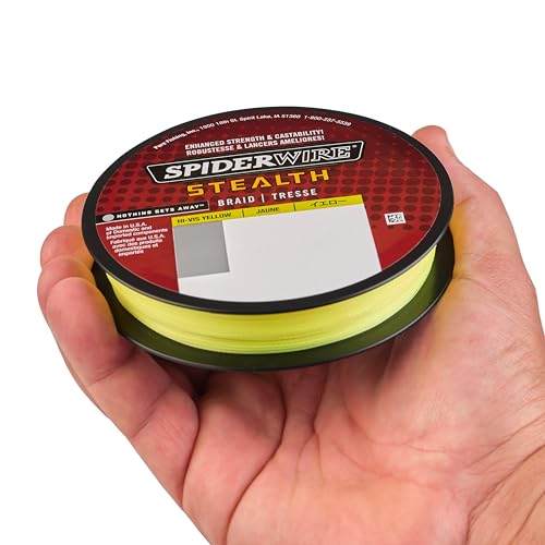 SpiderWire Stealth® Superline, Hi-Vis Yellow, 6lb | 2.7kg, 125yd | 114m Braided Fishing Line, Suitable for Freshwater and Saltwater Environments