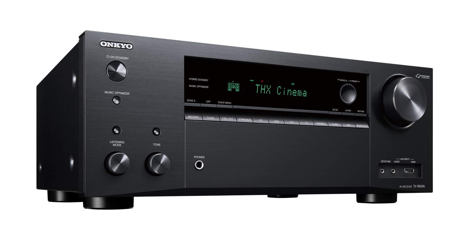 Onkyo TX-NR696 Smart AV Receiver Works with Sonos | 4K Ultra HD | AirPlay 2 | Dolby Atmos (2019 Model) (Renewed)